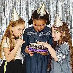 10 Pack Silver Backdrop Curtain 3.2ft x 8.2ft Metallic Tinsel Foil Fringe Curtains Photo Booth Background for Birthday Party Decoration Baby Shower Engagement Wedding Christmas Decoration (Silver)