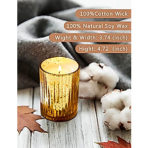 Viseeko Lavender Scented Candles, Vanilla Christmas Candle Gifts for Women, Fall Candles, Gold Votive Candles for Wedding, 100% Natural Soy with Cotton Wick, 6.3 oz, 36 Hours Burn, 1 Pack
