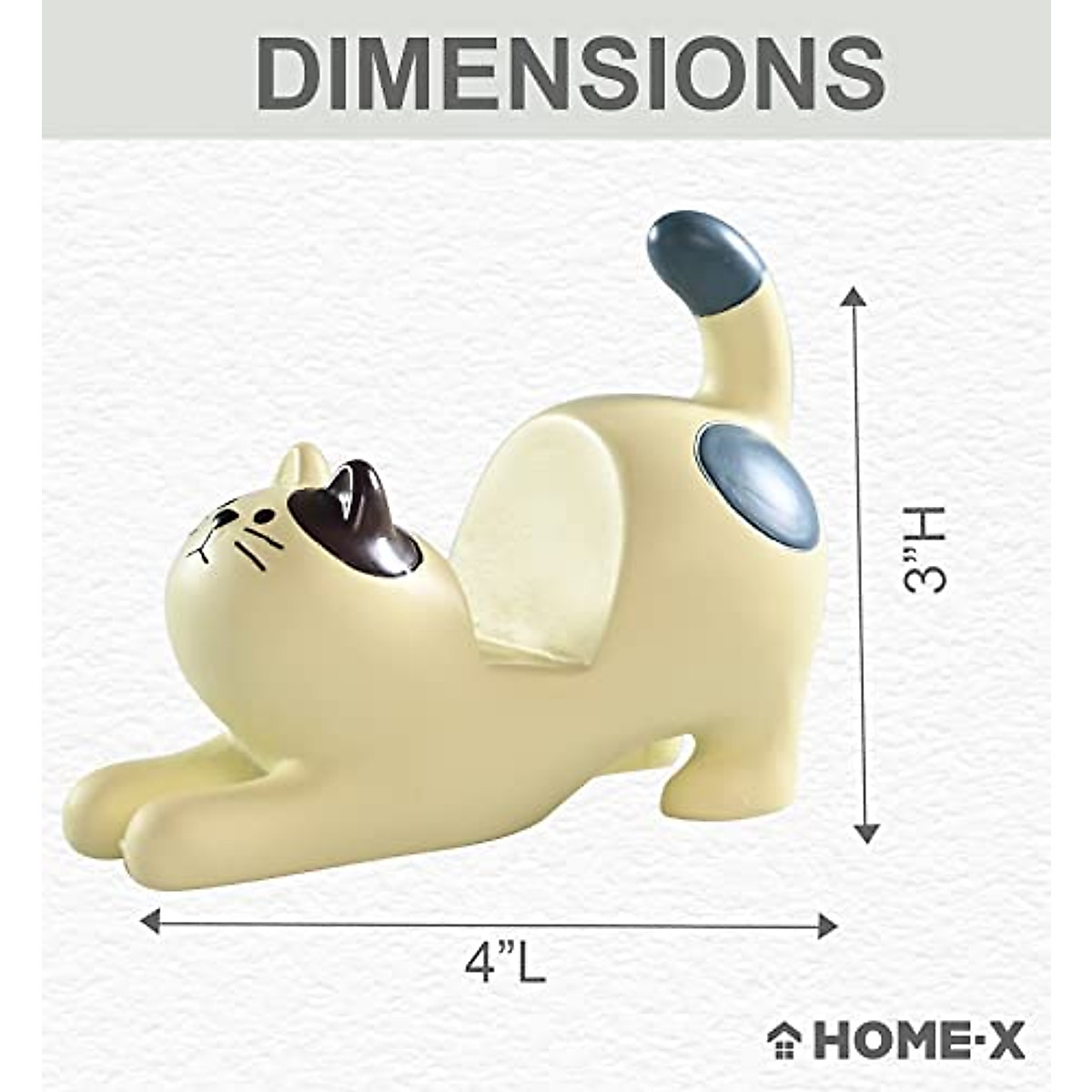 Home-X Cat Phone Stand, Cute Desktop Smartphone Holder, Vertical or Horizontal, Universal Cell-Phone Stand, Cream with Spots