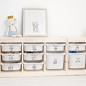 Toy Storage Labels. 40 Unique Designs of Vynil Trofast Tags. Home Organization Playroom, Bedroom Decals. Original Adhesive Artist Design by @vieli_arte. Creative Kids Toy Room Label. Bin Sticker Toddler Baby (Grey)