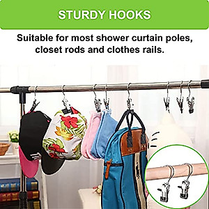 Boot Hangers Clips Laundry Hooks Hanging Clips Clothes Pins Closet Hanger Organizer Clamps Socks Towel Clips Heavy Duty Clothespins Bulk Hanger Clips for Closet Travel Pants Socks Handbags, 12 Pack