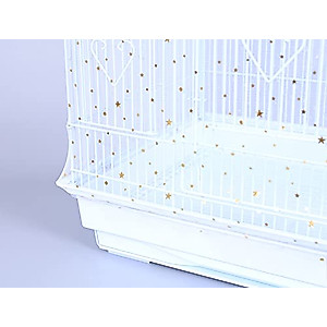 Bai You Mei Birdcage Cover Bird Cage Mesh Net Cover Adjustable Seed Feather Catcher Nylon Mesh Parrot Cage Skirt Round Square Cages- White