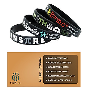 Giftphoria Assorted Math Bracelets (12pcs) - Math Gifts in Bulk for Students and Teachers - Educational Party Favors, Classroom Prizes and Awards for Math Graduates, Mathletes and Math Lovers