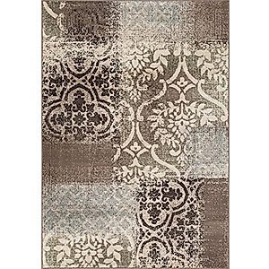 L'Baiet Chrissy Brown Beige Distressed Floral Pattern Mid-Century Modern Indoor 2' x 3' Area Rug