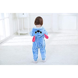 MUST ROSE SPORTS AND HOMEWEAR Unisex Baby Flannel Romper Animal Onesie Costume Hooded Cartoon Outfit Suit (Blue, 70(0-5M)