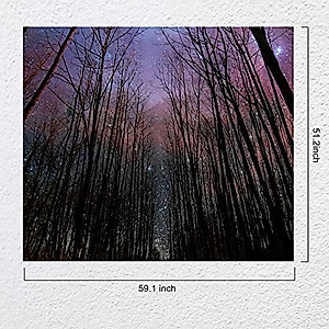 Night Forest Tapestry Wall Hanging Nature Landscape Tapestry Through Starry Night SkyTree Tapestries for Bedroom Living Room Dorm Decor - H51.2×W59.1 inches