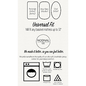 NODNAL CO. 3 Fitted Bassinet Sheets Mint Set Baby Girl/Boy - 100% Oeko-TEX Cotton - Gender Neutral Chevron Polka Dot Stripe Universal Fit - Cradle/Moses Basket Hourglass Oval Rectangle Mattress Sheet
