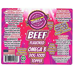 Flavored Sprays Bacon and Beef Flavored Omega 3 Sprays,All Natural,no Artificial Ingredients,Made in The USA