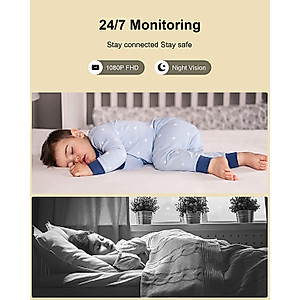 VENZ 2pcs Indoor Security Camera,1080P HD Plug-in WiFi Home Camera for Baby/Dog/Cat/Pet with Phone App,2 Way Audio,Motion Detection,Night Vision,Compatible with Alexa & Google
