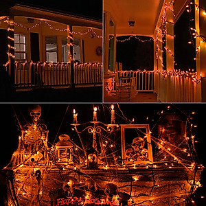 Toodour Orange Lights Halloween Lights, 33ft 100-ct Incandescent Halloween String Light, UL Certified Connectable Mini Bulbs Halloween Orange Fairy Light for Home, Garden, Halloween Party Decor