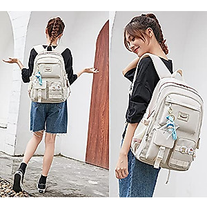 Makukke Corduroy Totes Bag Bundle| School Backpacks for Teen Girls - Laptop Backpacks 15.6 Inch College Bookbag