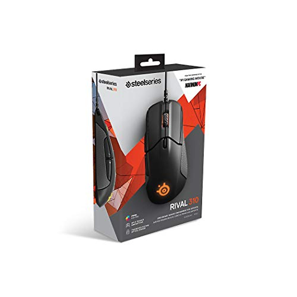 SteelSeries Rival 310, Optical Gaming Mouse, RGB Illumination, 6 Buttons, Rubber Sides, On-Board Memory (PC / Mac) - Black