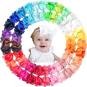 JOYOYO Baby Headbands 30 PCS Soft Head Bands Big 6" Hair Bows Nylon Headbands for Baby Girls Infants Toddlers Hair Accessories