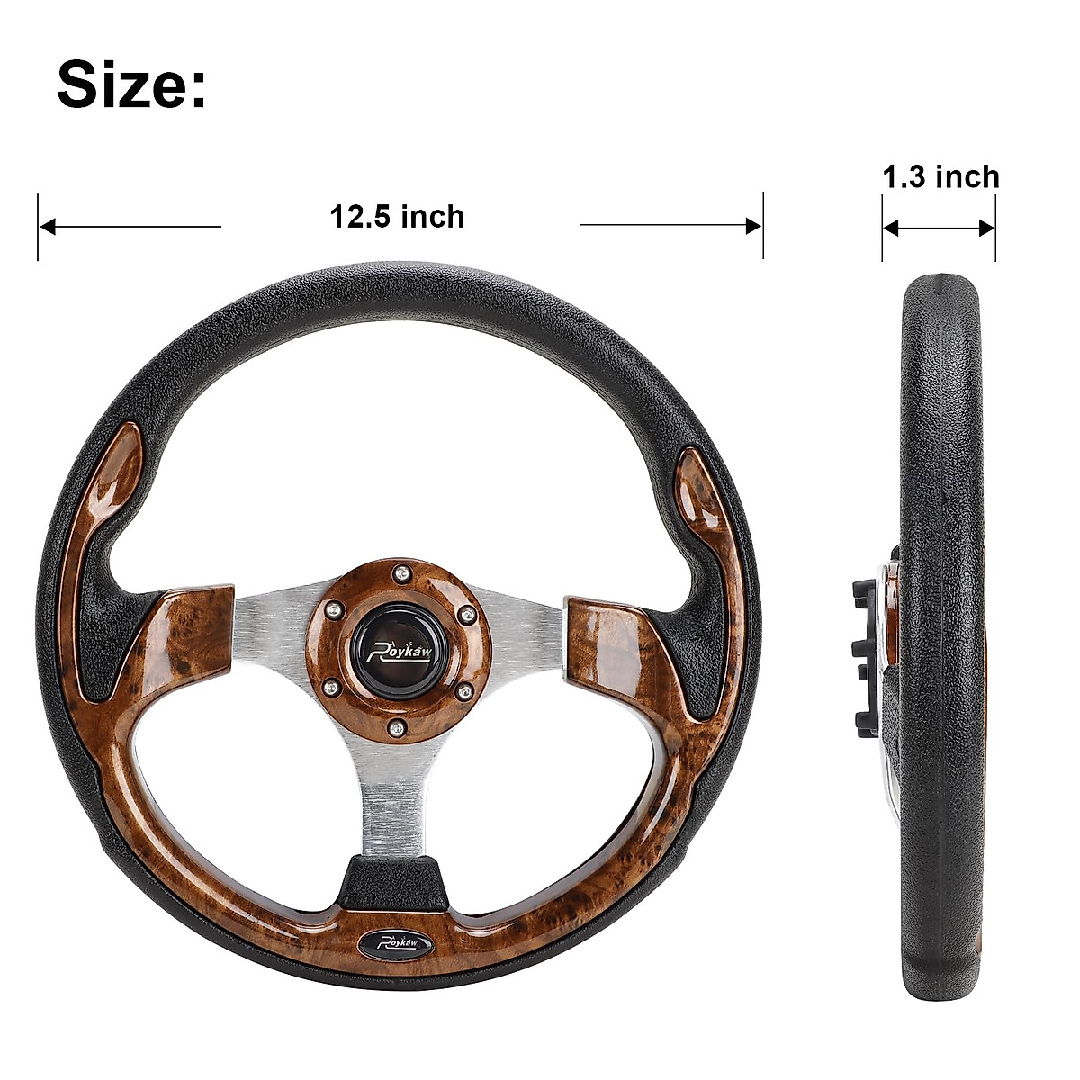 Roykaw Golf Cart Universal Steering Wheel Compatible with EZGO RXV TXT, Club Car DS Precedent Tempo, Yamaha G29 Drive Drive 2,Universal Design for Most Golf Cart