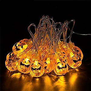 Senmao Home Decor 2Pack Halloween Solar Lights with 30 Pumpkin Lights,Orange Lights for Halloween 20ft 30LEDs,Outdoor Halloween Lights for Patio, Garden,Parties (IP65,8 Light Modes)