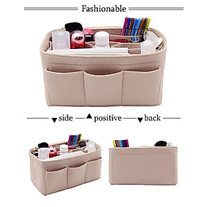 LEXSION Felt Handbag Organizer,Insert purse organizer Structure Shaper fits Speedy 8001 Beige M