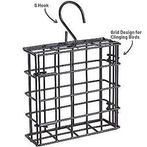 More Birds Suet Cage Bird Feeder, Fruit and Suet Feeder, Single Cake Capacity ,Black