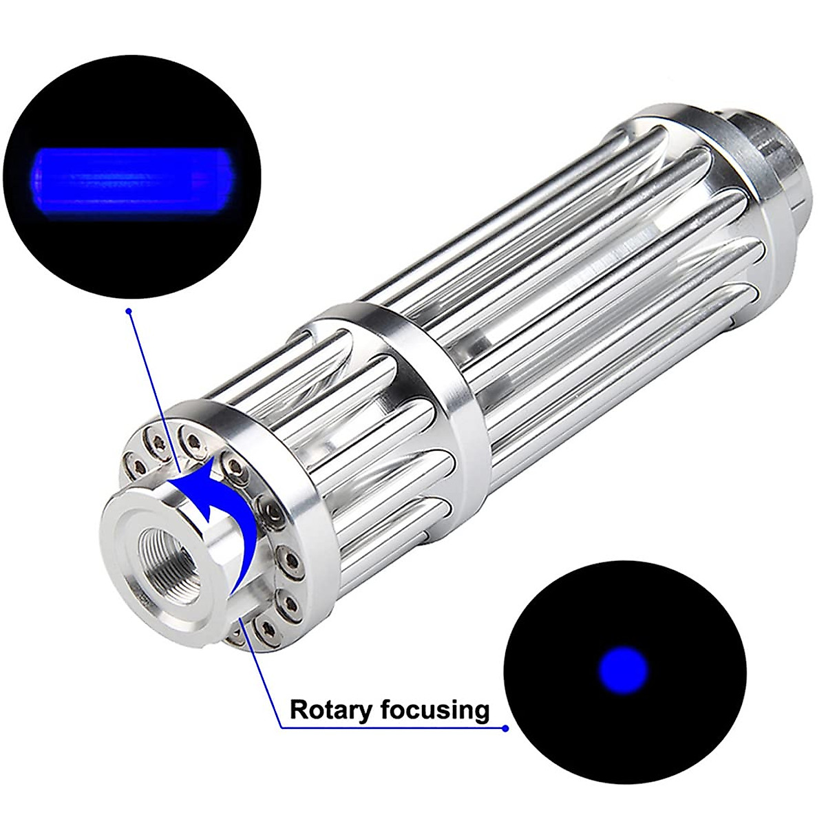 GDSZJLJ Blue High Power Flashlight, Long Range Adjustable Focus, Tactical Handheld Light with Starlight Cap, Suitable for Hiking, Camping, Outdoor, Fishing, Camping Hiking, Travel