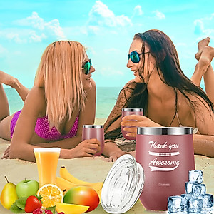 GENUINED Thank You Gifts | Birthday Gifts for Women | Thank You for Being Awesome | Employee Appreciation Gifts | 12 OZ Stainless Steel Insulated Tumbler with Straw