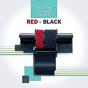 IR-40T Ink Roller Cartridge for Printing Calculators and Adding Machines, Black/Red Pack of 2, Used with Casio HR-100TM HR-150TM HR-170RC, Sharp EL-1750V EL-1801V, CATIGA CP30A CP90A