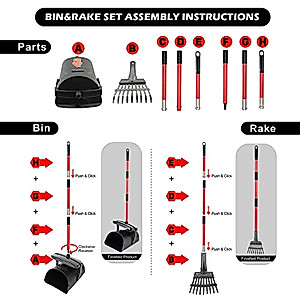 HUZSV Pooper Scooper Large Swivel Bin & Rake for Large & Small Dogs Non-Breakable Dog Poop Scooper with 20 Waste Bags Easy to Clean Pet Waste Use on Grass, Dirt or Gravel - Pet Supplies