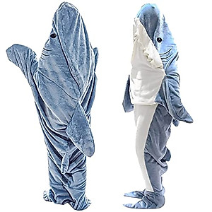 Shark Blanket Adult, Wearable Shark Blanket Super Soft Cozy Flannel Hoodie Shark Blanket Hoodie, Shark Onesie Blanket ((L) 75inX35.5in)
