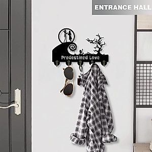 KingLive Predestined Love Coat Hook,The Christmas Eve Decoration,Nightmare Before Christmas Wooden Coat Hooks Key Hooks Home Decora for Bedroom Kitchen Towel Rack,Halloween Present Christmas Gifts