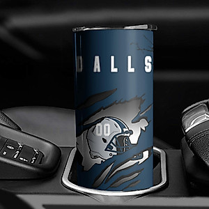 20oz Customs Football City Tumbler with Lid and Straws, Personalized Football GIfts for Fans, Travel Cup Adds Your Name and Number