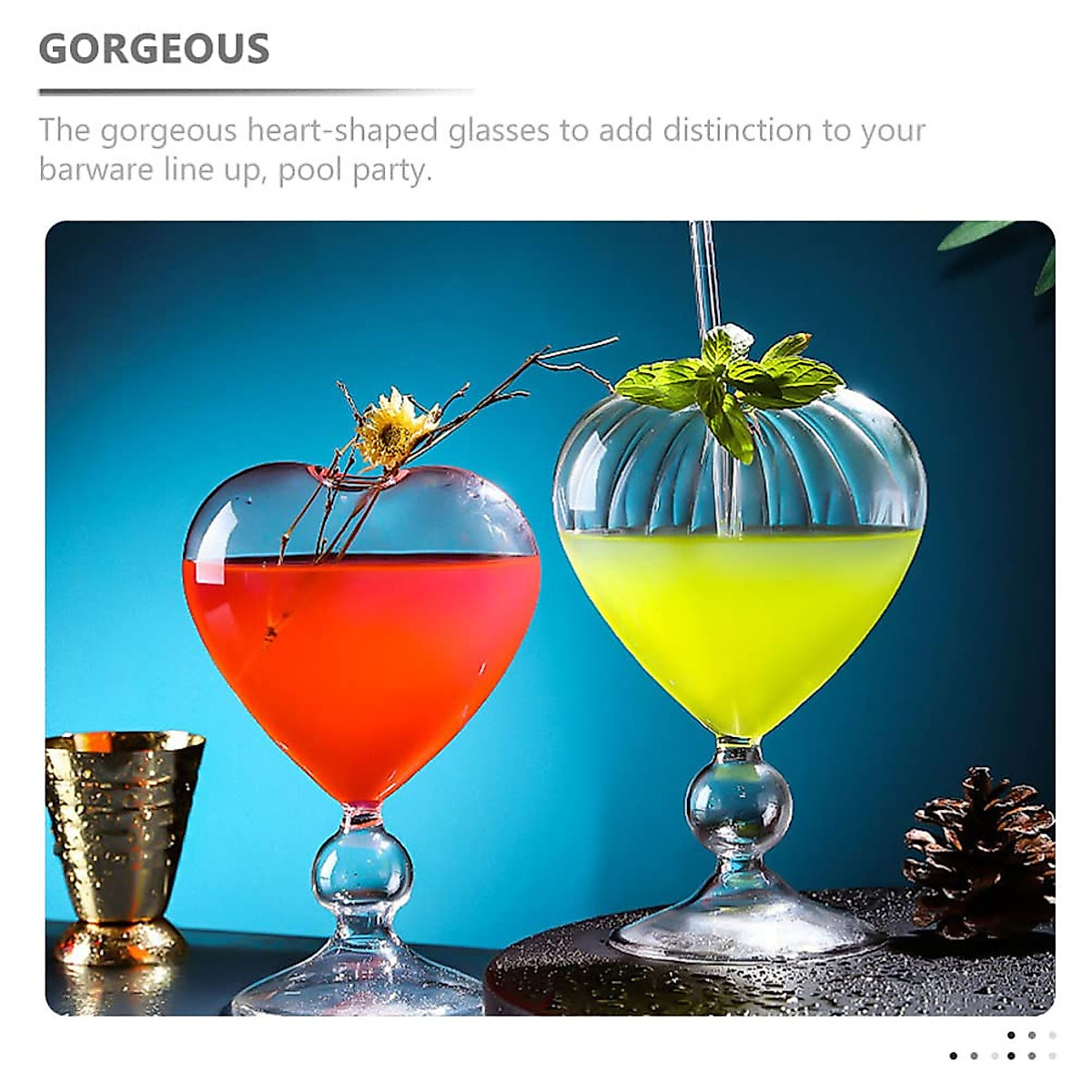 Cabilock 2pcs Cocktail Glasses Unique Wine Glasses Heart-shaped Romantic Juice Goblets