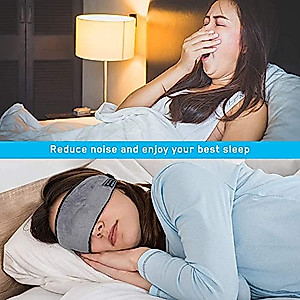 Brynnl Bluetooth Eye Mask Sleep Headphones, Wireless Music Light Blocking Sleep Eye Shades Headband Sport Headsets with Built-in Speakers Microphone Washable Soft Eye Blinder for Travel Siesta Yoga