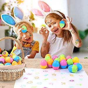 Easter Eggs Kids Easter Basket Stuffers - 24Pack Self Inking Stamps with Easter Tattoos for Kids, Plastic Easter Eggs Toys And Treats for Kids, Easter Stuff for Easter Decorations, Gifts, Party Favors