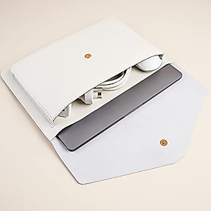 Benfan Leather Laptop Sleeve 13 Inch Compatible for 2022 13inch MacBook Air M2,13 MacBook Pro M2, Surface Pro 3 4 5 6 7, Dell XPS 13 Color White