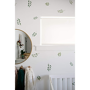 Modern Maxwell Wall Art Decals for Girls Nursery, Bedroom, Living Room Eden Greenery Leaf Room Sticker Set 44 Pieces