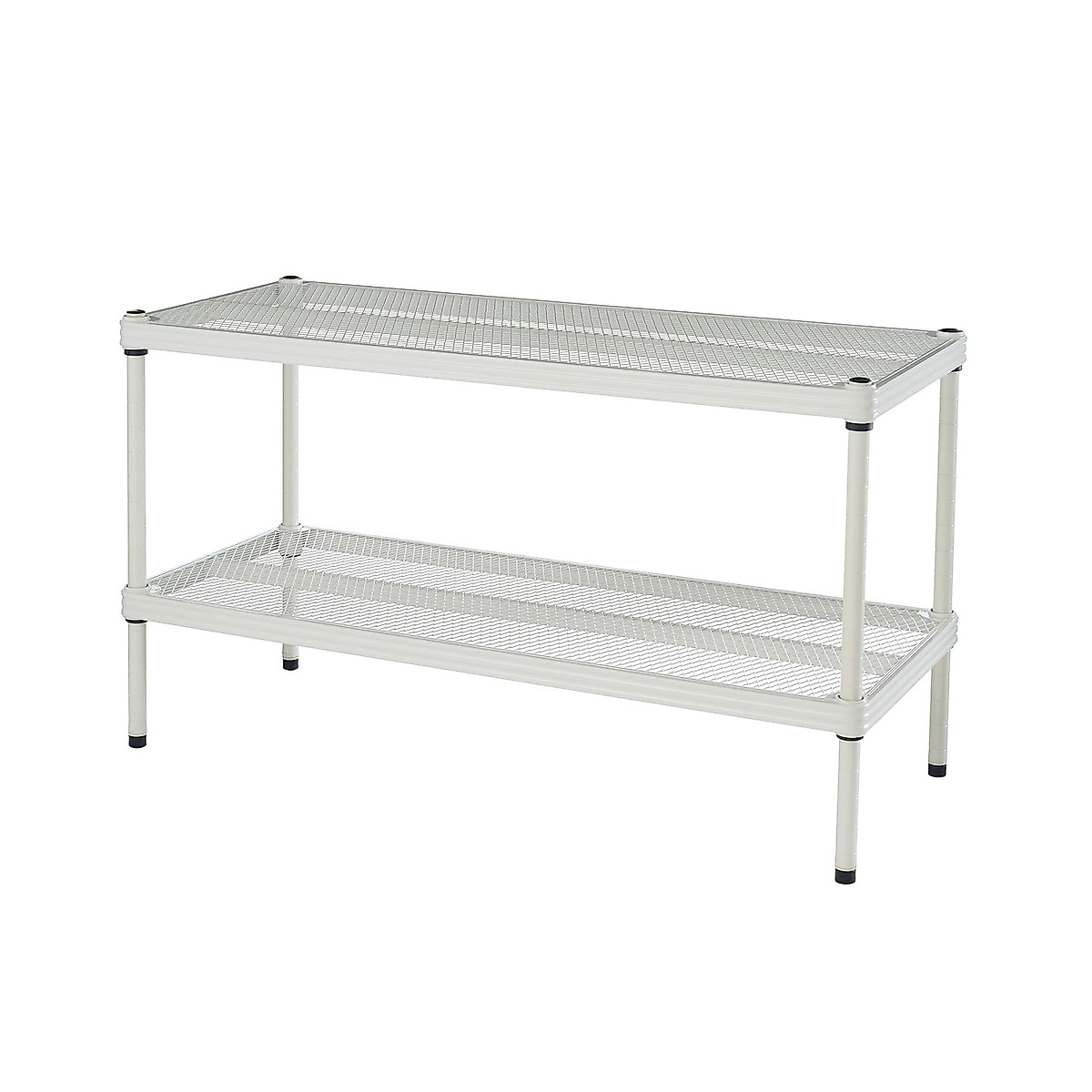 Design Ideas MeshWorks, 2-Tier Steel Shelving Rack, 440lb Capacity Per Shelf, White