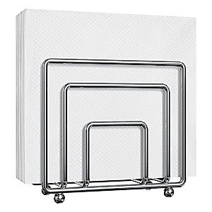 Housolution Napkin Holder, Simple Design Metal Napkin Holders Upright Decorative Napkins Holder for Home Kitchen Table, Silver