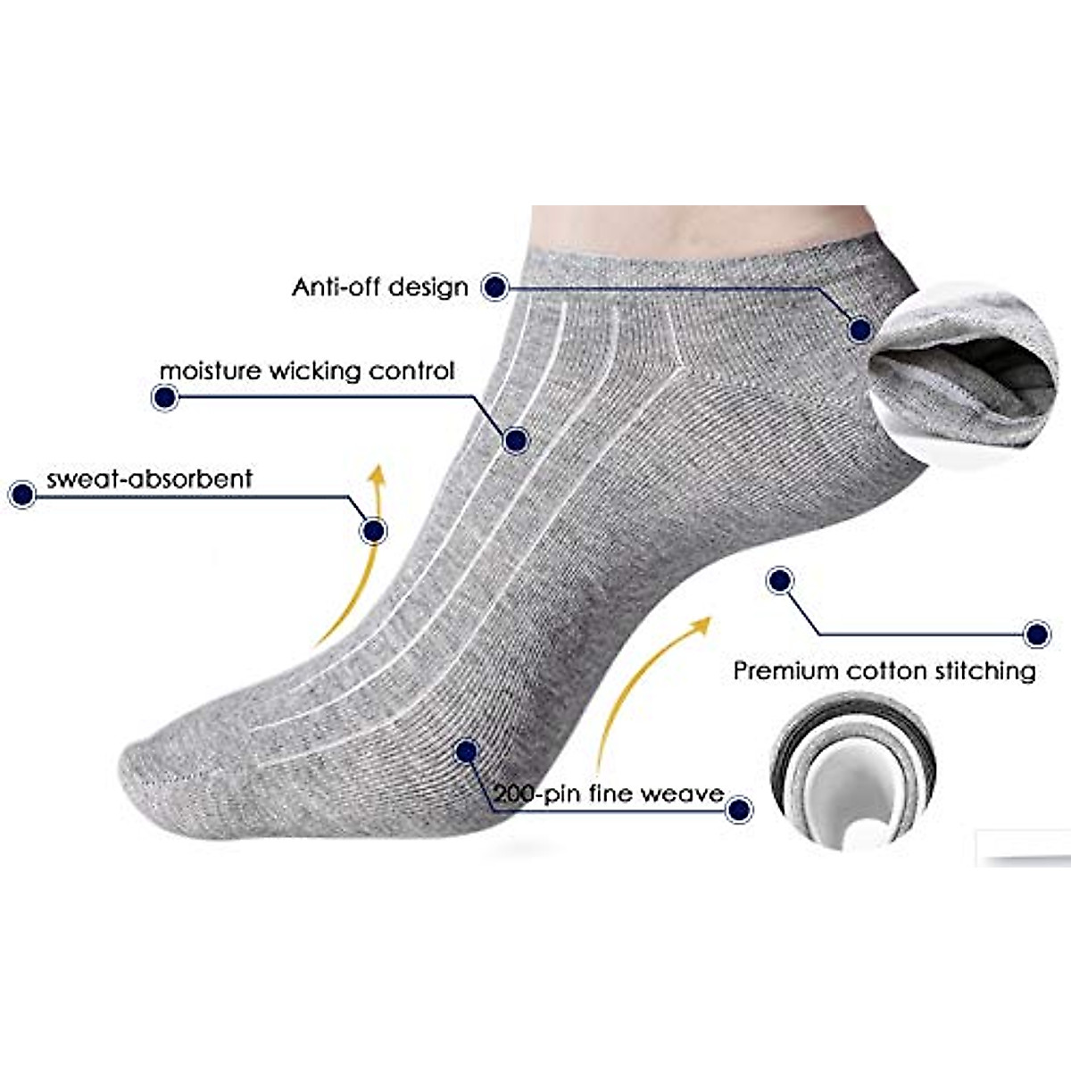 SIONCY Women's Low Cut Socks,6 Pairs Cotton Ankle Socks for Women,White Non Slip Cushioned Athletic Short Sock (White)