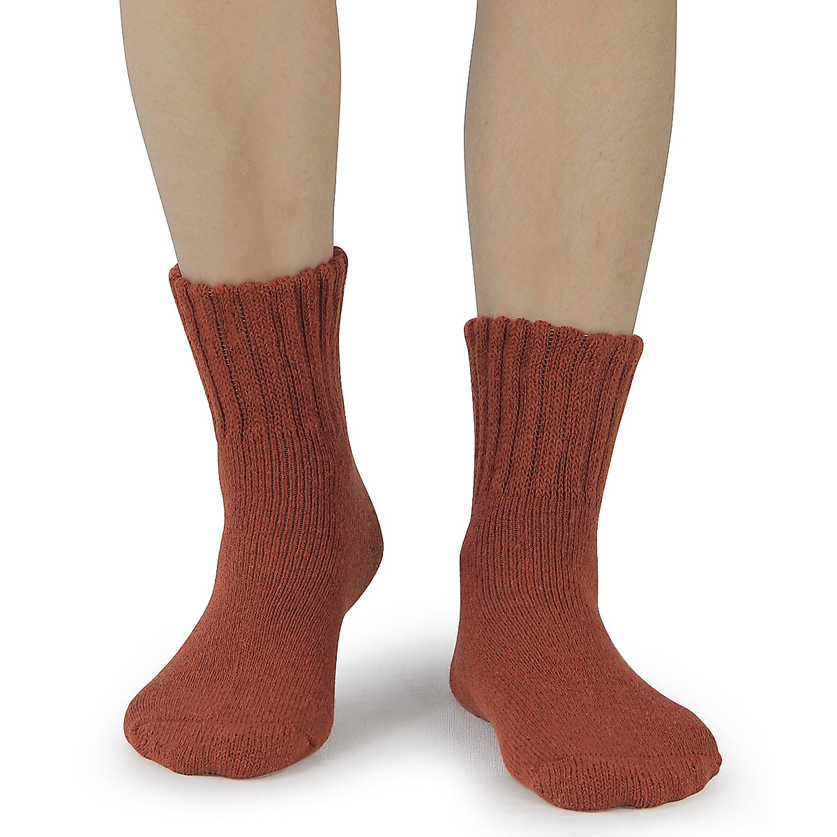 BenSorts Winter Solid Boots Socks for Women Thick Warm Cozy Crew Socks 5 Pair Pack Brown Red Green Yellow Khaki Stocking Stuffers Gifts