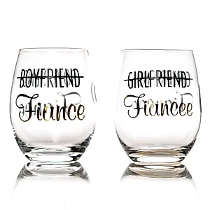 Greenline Goods – Toasting Glasses for Bride and Groom (Set of Two)| Stemless Wine Glasses | Engagement Bachlorette Gifts for Bride