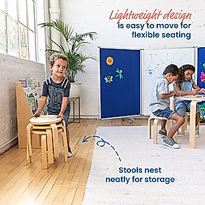 ECR4Kids Bentwood Stackable Stools, Classroom Furniture, Natural, 6-Piece
