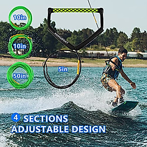 MUMUBOAT Dyneema Wakeboard Rope 75ft, No Stretch Wakeboard Rope and Handle Water Ski Rope for Watersports, 4 Sections Floating Wakeboard Tow Rope for Kneeboarding and Wakesurfing