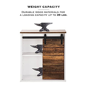 Landia Home Wall Mounted Bathroom Cabinet for Storage, Modern Farmhouse Style with Sliding Barn Door