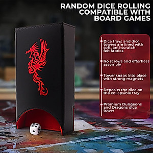 ZenPath Portable Dice Tower and Tray with Non-Scratch Felt Lined Rolling and Velvet Surface | Folding 8" DND Dice Tray | DND Dice Tower for RPG Board and Table Games