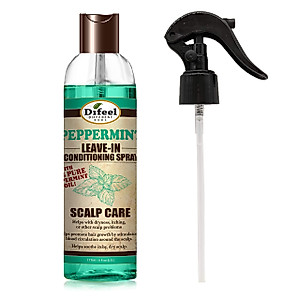 Difeel Scalp Care Leave in Conditioning Treatment - Peppermint Oil 6 oz. with Spray Cap & Dispensing Cap