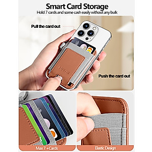 New-Upgrade Magnetic Card Wallet Holder for Apple Magsafe, Magnetic Magsafe Leather Wallet for iPhone 14/13/12 Magsafe, Mag-Safe Wallet for Back of iPhone 14 iPhone 13/12 Series, Fits 7 Cards, Brown