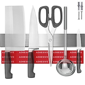 X-bet MAGNET Knife Magnetic Strip 12" Steel Magnetic Knife Holder for Wall, no Screws, Magnetic Knife Block Use as Kitchen Utensil Holder, Knife Bar, Knife Rack, Kitchen Organizer and Tool Holder