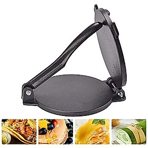 BONROB Cast Iron 7.5 Inch, Tortilla Maker, Press, Pataconera Seasoned for Corn, Flour or Gluten-Free Doughs, Black USA