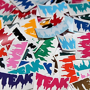 Teak Tuning Mini Teak Vinyl Stickers, Multi-Color, Solid & Metallic - Pack of 5 Assorted Stickers