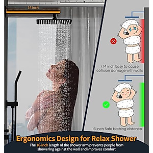 SR SUN RISE Black Square Rainfall Shower Head and Handle Set, Wall Mounted Shower Fixtures, Metal Shower Faucet Trim Repair Kits (With Shower Valve)