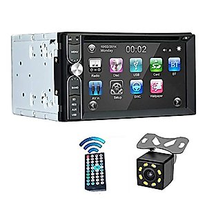 EZoneTronics Backup Camera Included + Double Din Car Stereo DVD/CD/AM/FM Player Radio Bluetooth Capacitive Touch Screen Support USB SD 1080P Multi Language Remote Control