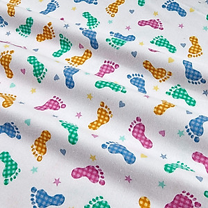 Comfy Flannel Feet Pastel, Fabric by the Yard